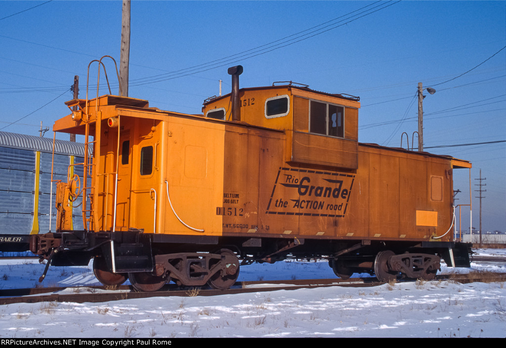 DRGW 01512, Wide-Vision caboose, at BRC Clearing Yard,